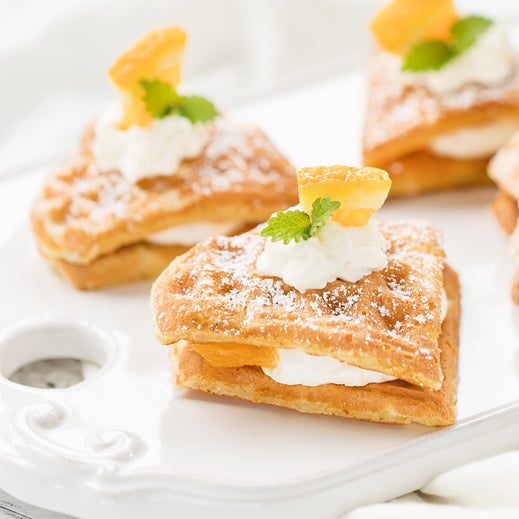 German Waffles with an Orange Almond Filling Using Kathi Waffle Mix