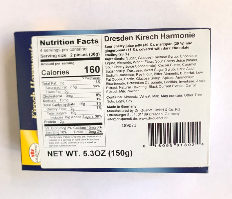 German Filled Domino Cubes - Kirsch Harmonie -Dr Quendt